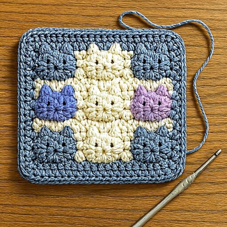 Cat Granny Square – Crochet Tutorial - Easy Crafts patterns